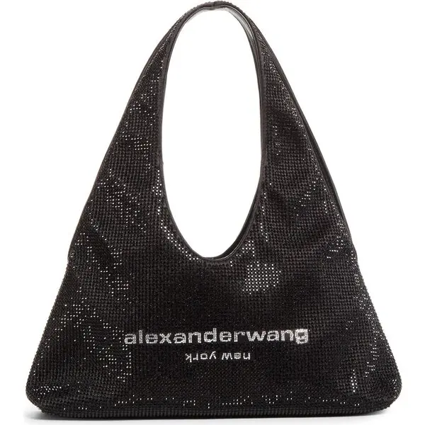 Alexander Wang Pike Mini Crystal Hobo Bag - Black