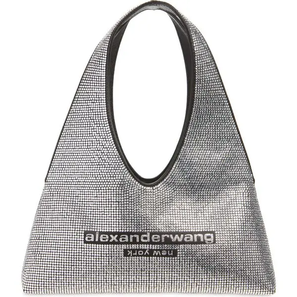 Alexander Wang Pike Mini Crystal Hobo Bag - Black/silver