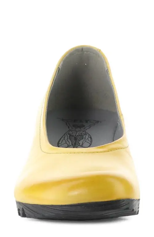 Fly London Opan Leather Wedge Pump - Mustard