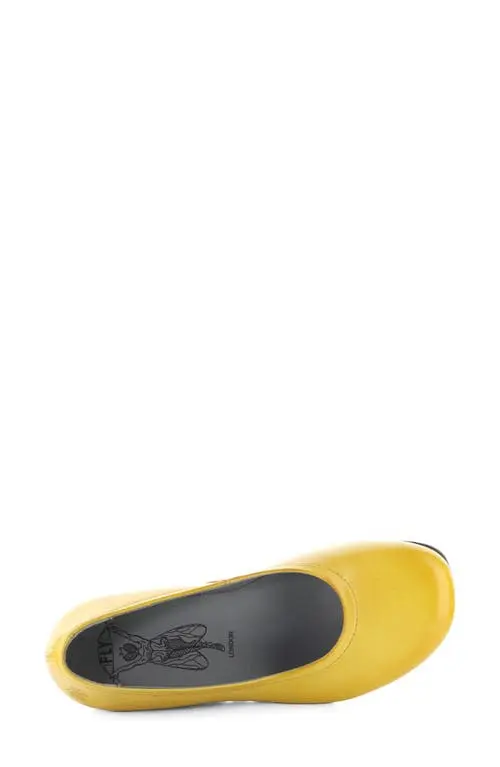 Fly London Opan Leather Wedge Pump - Mustard