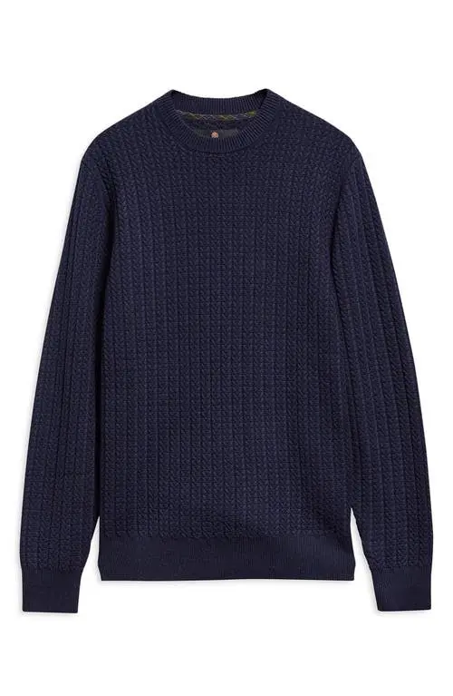 Barbour Herringbone Knit Crewneck Sweater - Navy
