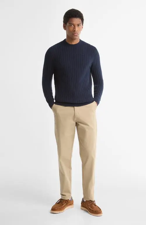 Barbour Herringbone Knit Crewneck Sweater - Navy
