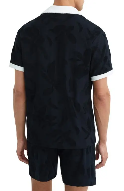REISS Zuma Contrast Trim Floral Camp Shirt