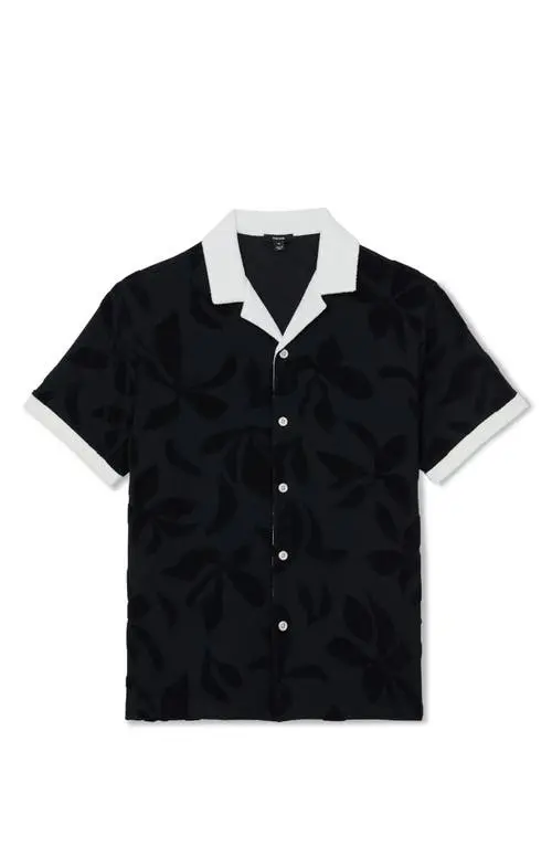 REISS Zuma Contrast Trim Floral Camp Shirt