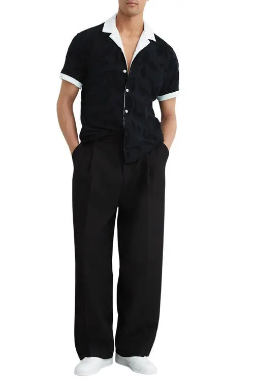 REISS Zuma Contrast Trim Floral Camp Shirt