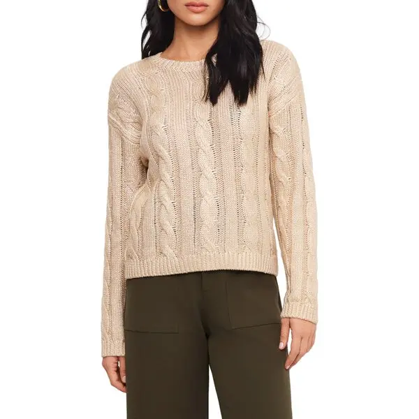 Fifteen Twenty Levie Metallic Cable Knit Sweater - Gold