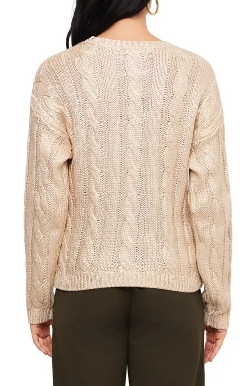 Fifteen Twenty Levie Metallic Cable Knit Sweater