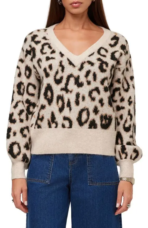 Fifteen Twenty Elodie Blouson Sleeve Sweater - Leopard