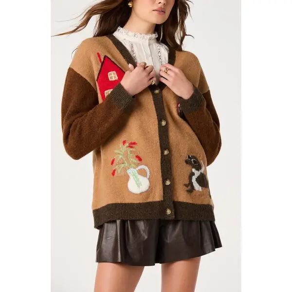 Astr The Label Rosalinda Intarsia Cardigan