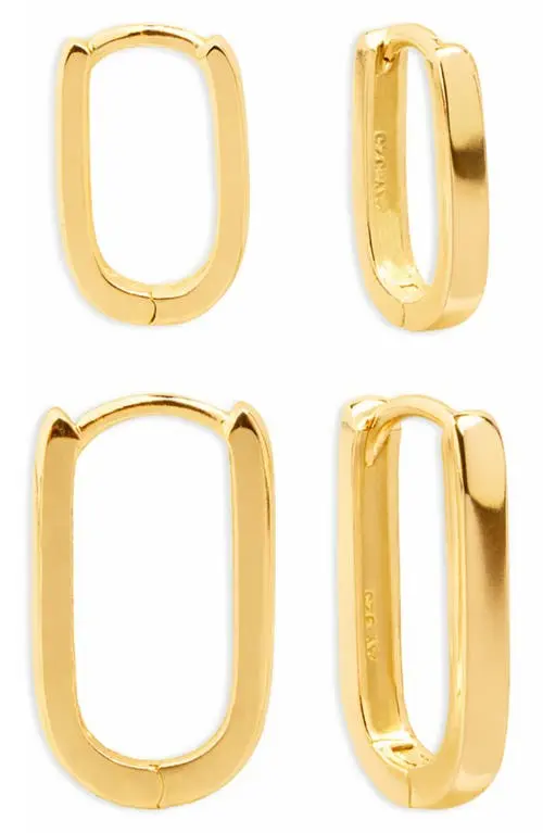 Argento Vivo Set Of 2 Oblong Huggie Hoop Earrings - Gold