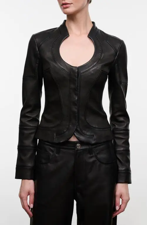 Staud Blair Leather Jacket - Black