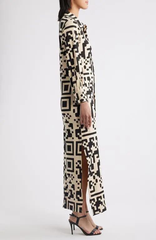 DAI MODA Qr Print Front Snap Midi Dress