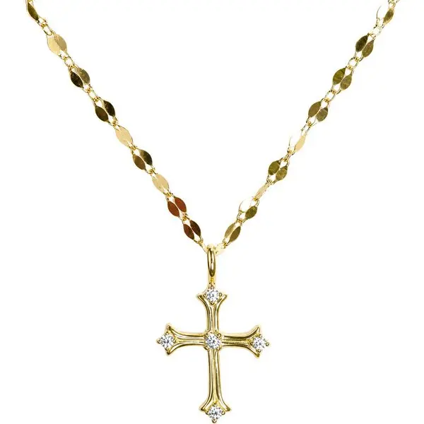 Argento Vivo Cubic Zirconia Disco Chain Cross Pendant Necklace - Gold