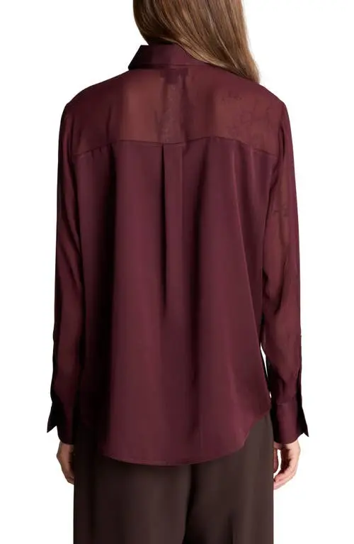 KENNETH COLE Sheer Panel Long Sleeve Shirt - Sugar Beet