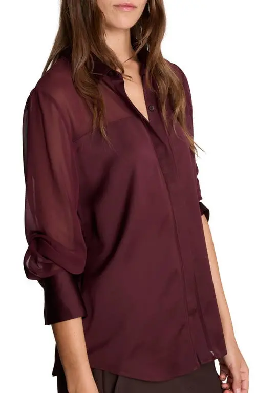 KENNETH COLE Sheer Panel Long Sleeve Shirt - Sugar Beet