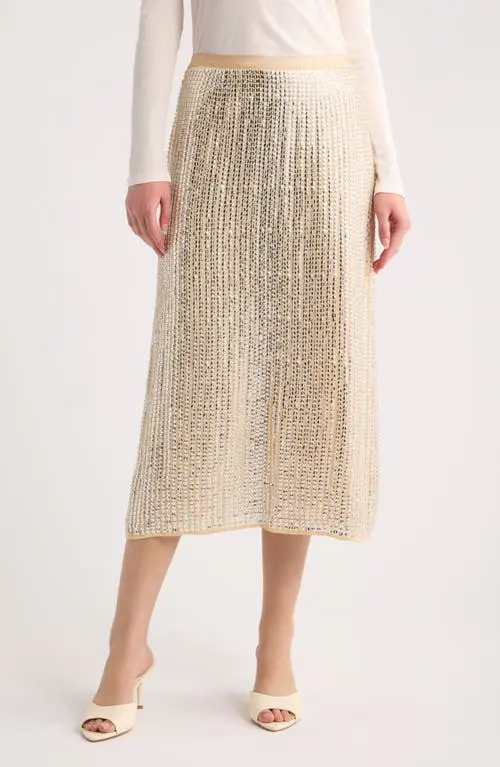 Rag & Bone Lili Beaded Georgette Midi Skirt - Beige