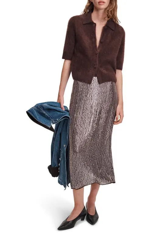 Rag & Bone Lili Beaded Georgette Midi Skirt - Chocolate
