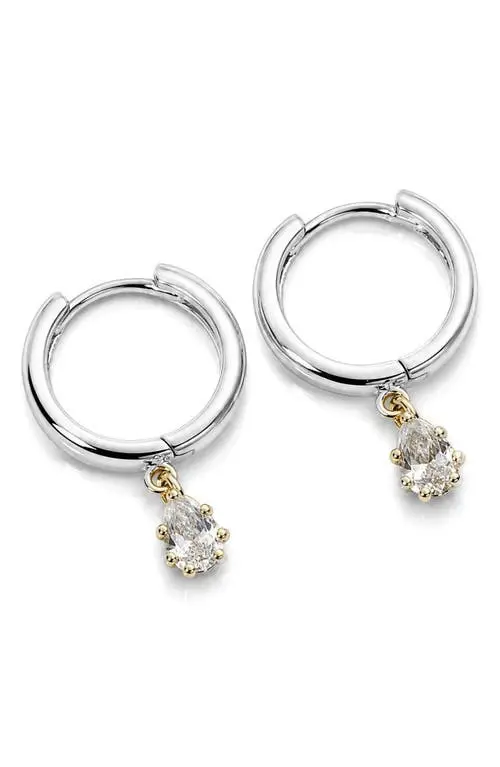 Argento Vivo Cubic Zirconia Teardrop Huggie Hoop Earrings - Gold
