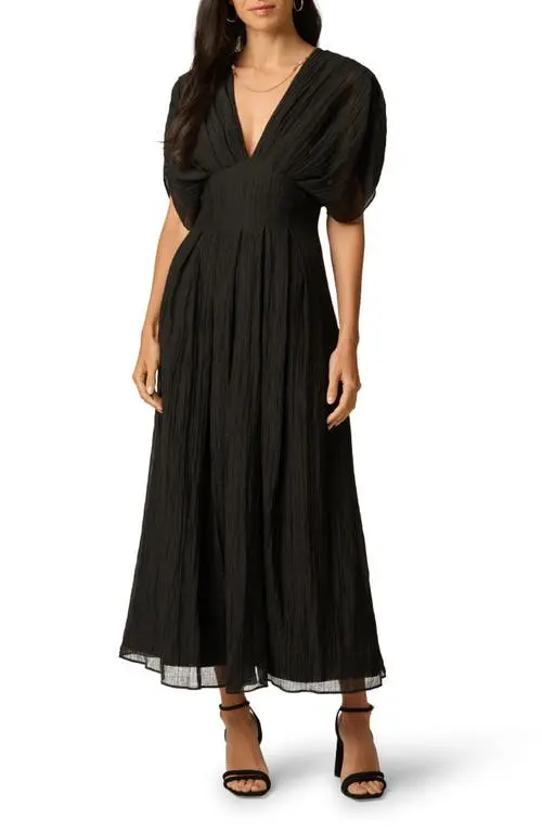 Adrianna Papell Organdy Crinkle Maxi Dress - Black