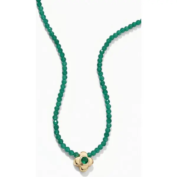 Argento Vivo 18k Plated Beaded Clover Pendant Necklace - Gold