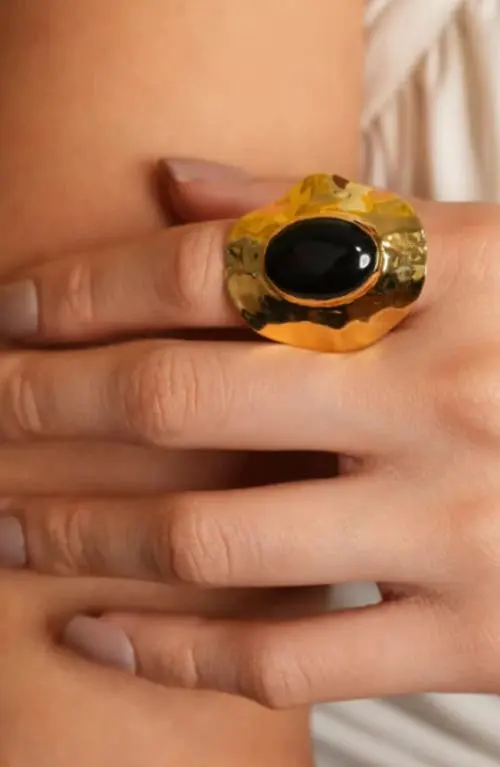 Argento Vivo Cabochon Black Onyx Statement Ring