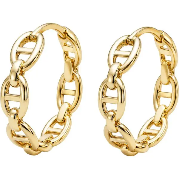 Argento Vivo Mariner Link Huggie Hoop Earrings