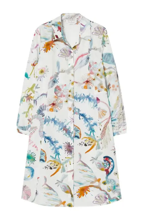 Marina Rinaldi Watercolor Print Long Sleeve Shirtdress