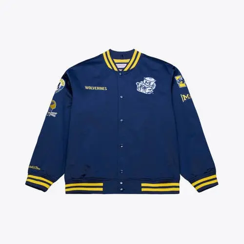 Mitchell & Ness Michigan Wolverines Double Clutch Lightweight Satin Full-snap Jacket