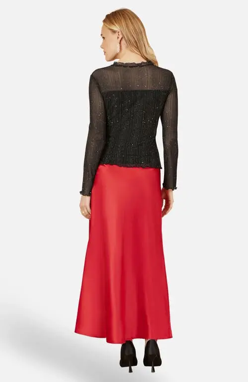 YUMI Satin Midi Skirt