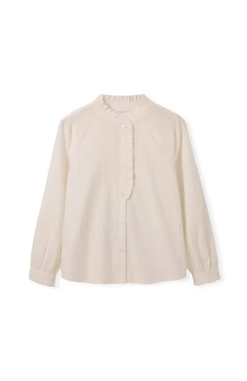 CELTIC & CO. Textured Cotton Shirt With Frill Collar