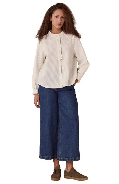 CELTIC & CO. Textured Cotton Shirt With Frill Collar