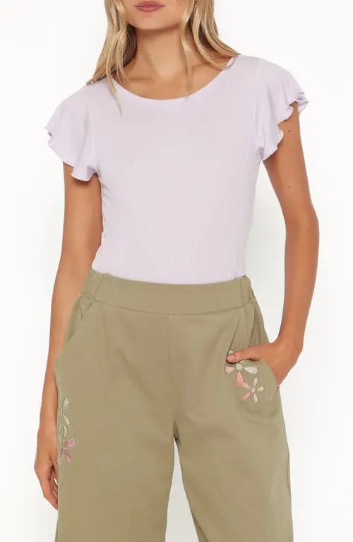 PETAL & PUP Betsy Flutter Sleeve Ribbed Tee - Lilac