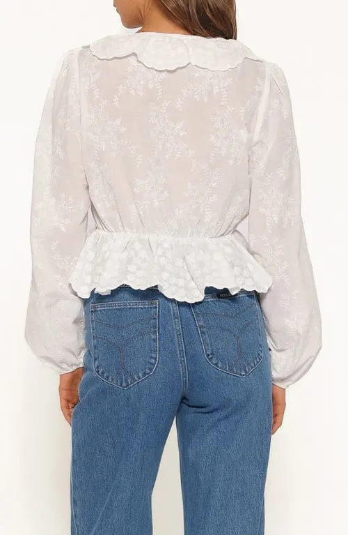 PETAL & PUP Issy Eyelet Ruffle Peplum Top
