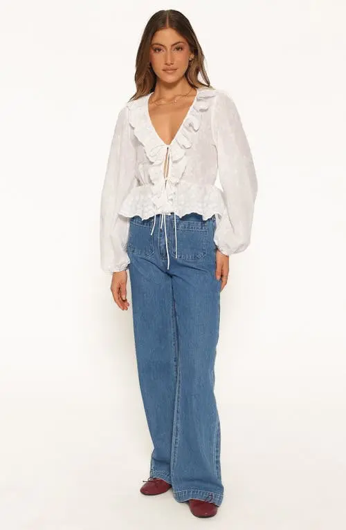 PETAL & PUP Issy Eyelet Ruffle Peplum Top