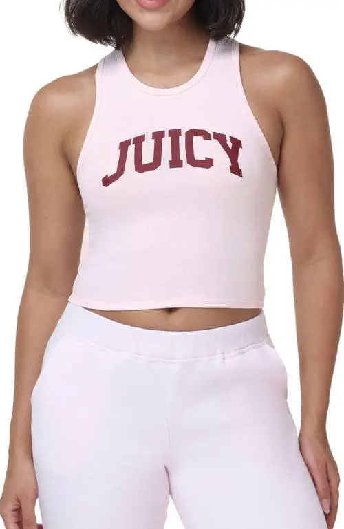 Juicy Couture High Neck Cropped Tank Top With Logo Graphic - Soft Glow