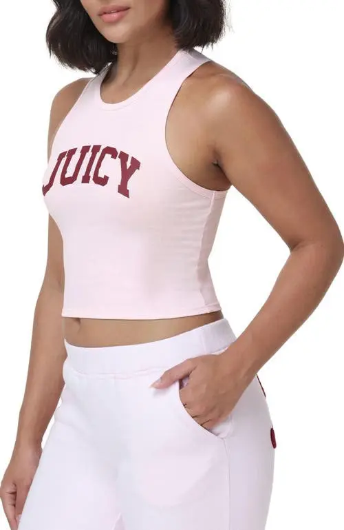 Juicy Couture High Neck Cropped Tank Top With Logo Graphic