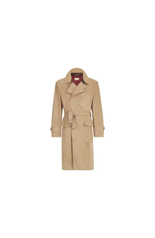 Brunello Cucinelli Suede Motorcyle Trench With Nappa Leather Inserts
