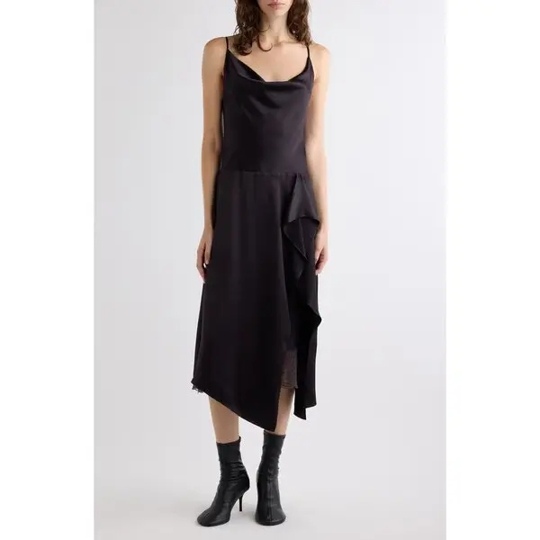 Acne Studios Dinouka Satin Midi Dress - Dark Brown