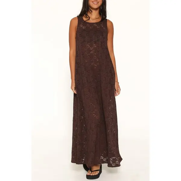 PETAL & PUP Jessy Lace Maxi Dress - Brown