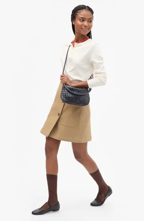 Clare V. Petit Moyen Woven Leather Messenger Bag