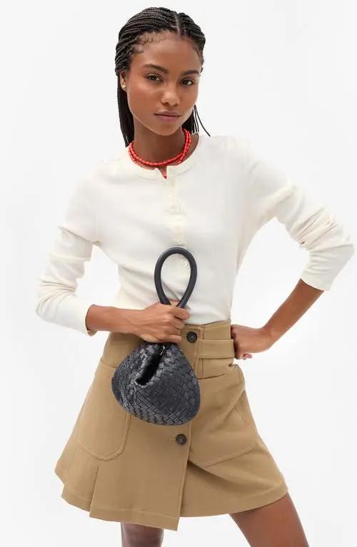 Clare V. Petit Moyen Woven Leather Messenger Bag