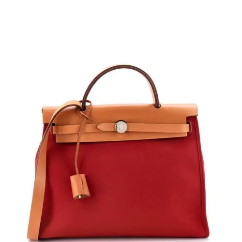 Hermès Herbag Zip Leather And Toile 31 - Red