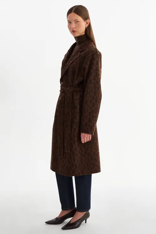LAMARQUE Katie Reversible Wool Coat - Leopard