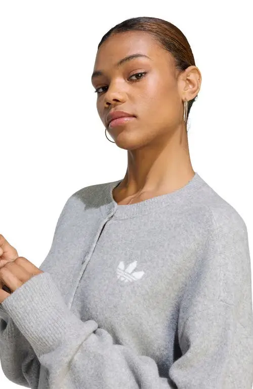 Adidas Essential Cardigan With Trefoil Logo - Medium Grey Heather