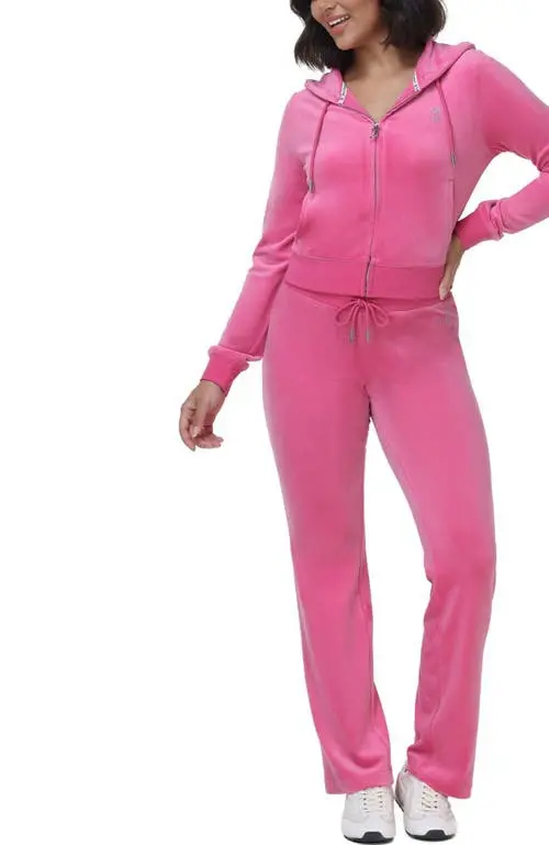 Juicy Couture Rib Waist Velour Track Pants - Bubblegum
