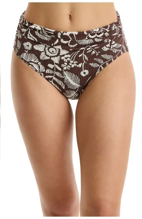GOTTEX Garden Mist Shirred High Waist Swim Bottom - Brown