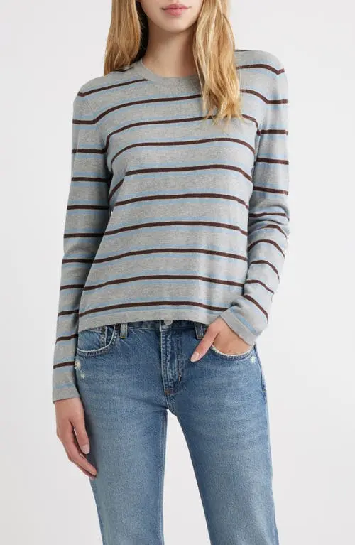Rails Davie Stripe Cotton & Cashmere Sweater - Heather Sky