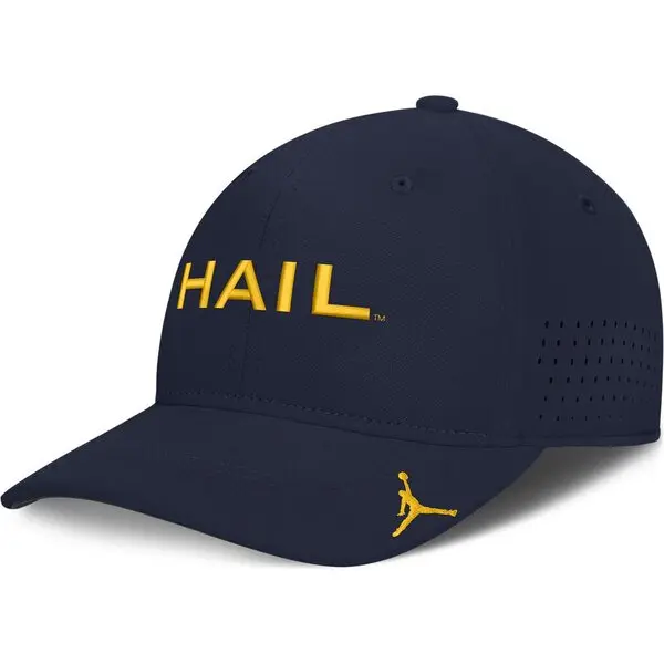 JORDAN BRAND Michigan Wolverines Gameday Aerobill Swooshflex Dri-fit Hat - Navy