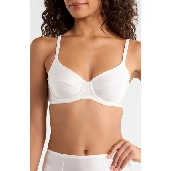 LAUREN INTIMATES Satin Underwire Bra - Ivory