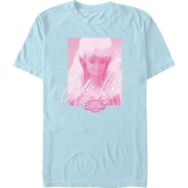 BARBIE Cali Life Pink Portrait Short Sleeve Graphic T-shirt - Chambray